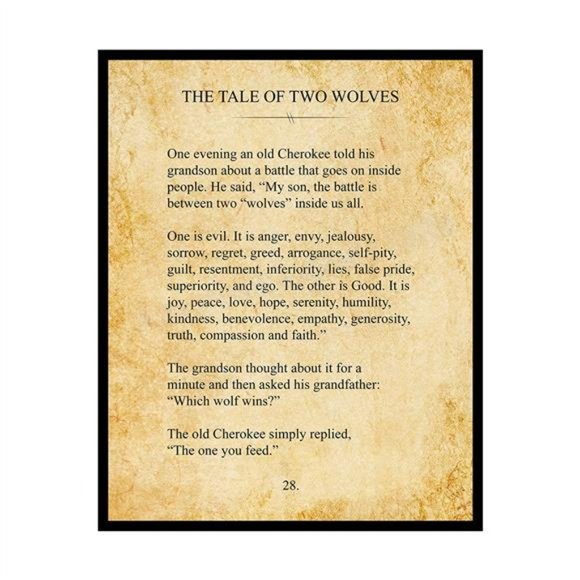 Wall Decor | The Tale Of Two Wolves Cherokee Indian Talevintage Book ...